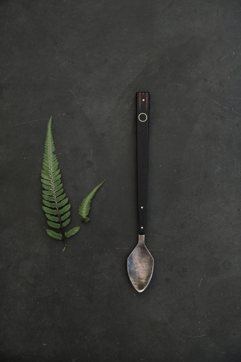 Brass circle red dash spoon – Erica Moody | Fine Metal Work