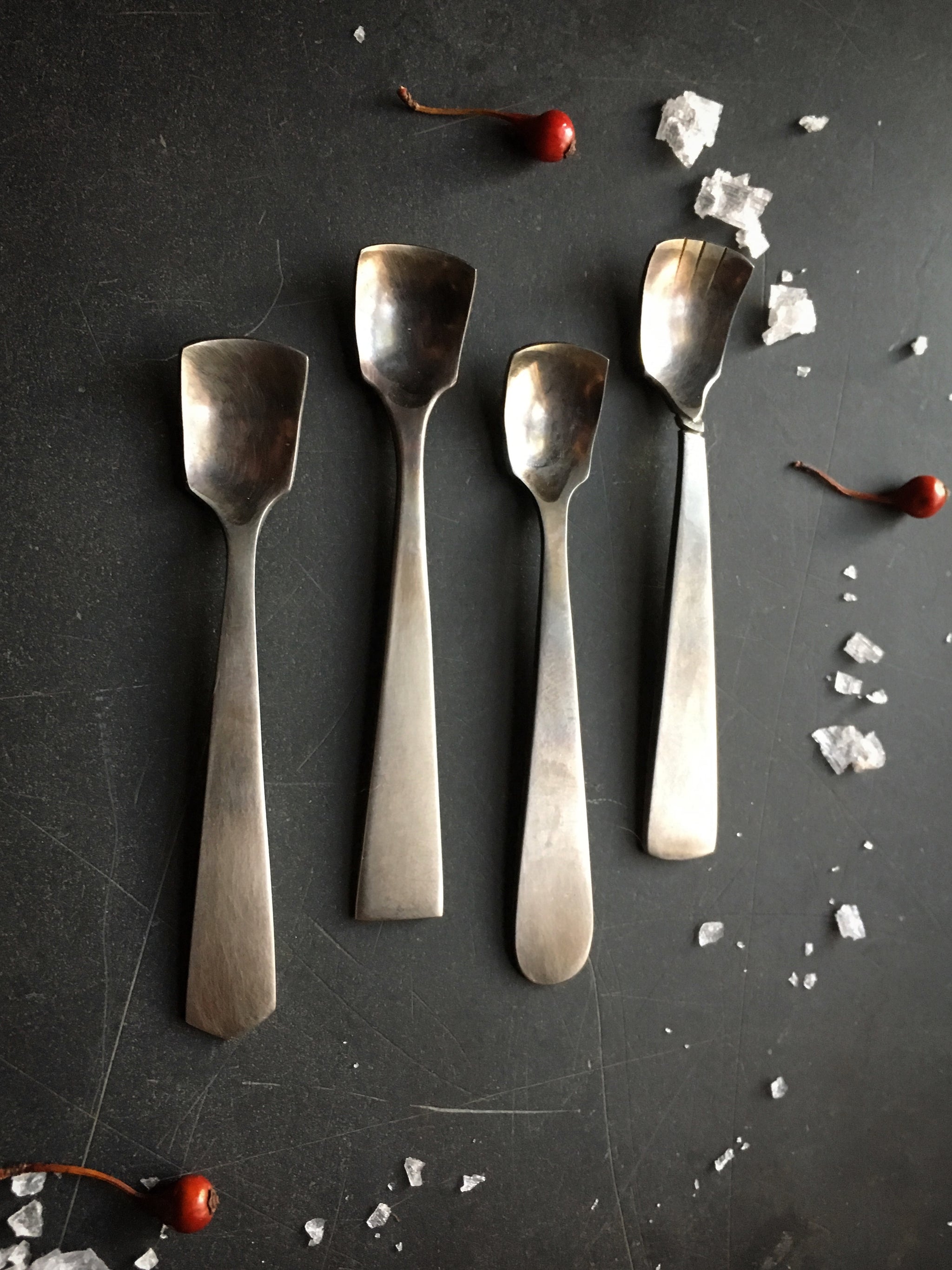Salt Spoon - burnished stainless – Erica Moody | Fine Metal Work